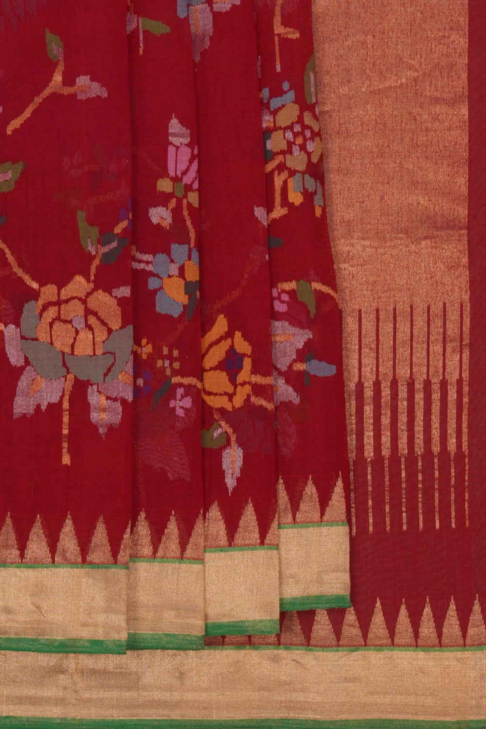 Ponduru Cotton Red Floral Saree – Kalanjali