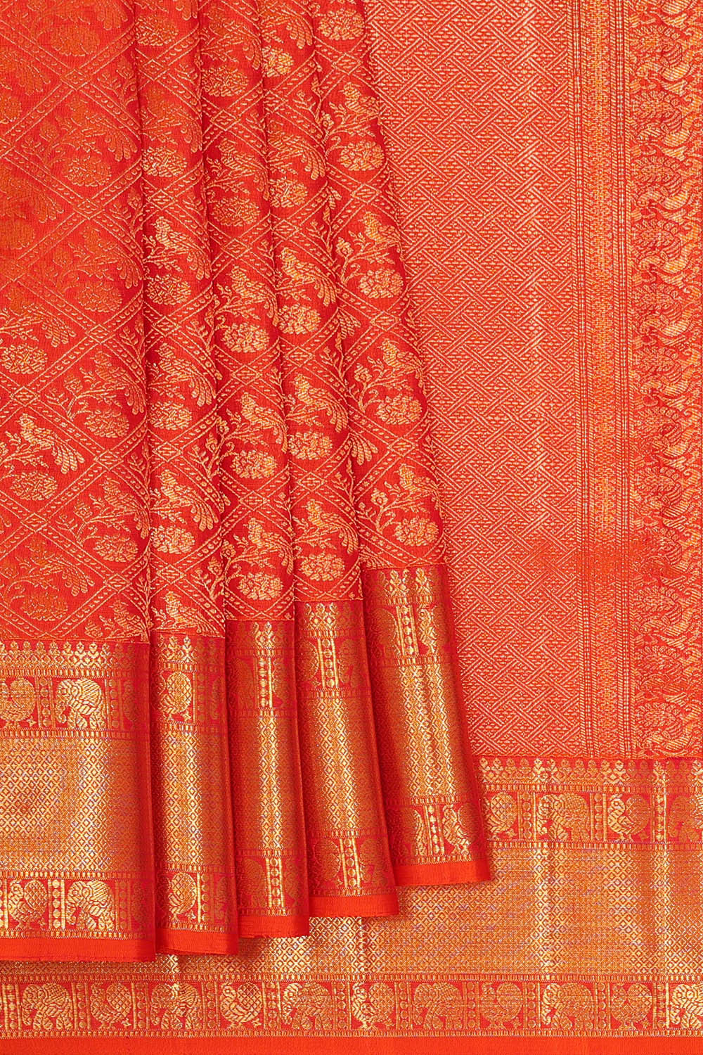 Kanchipattu Orange Brocade Saree – Kalanjali